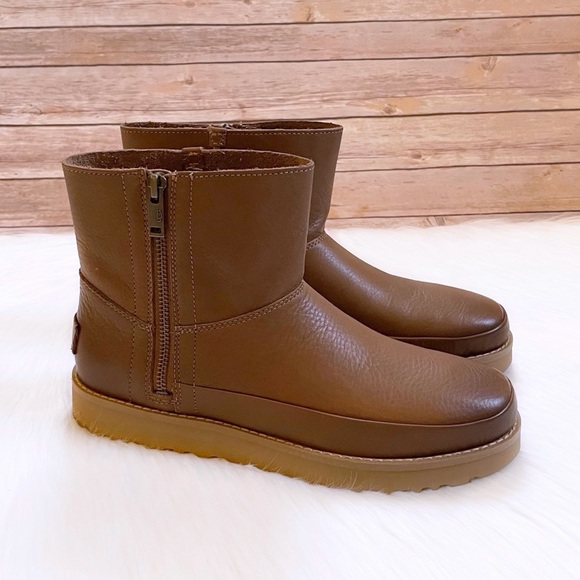 UGG | Shoes | Ugg Womens Deconstructed Mini Zip Chestnut Leather Boots | Poshmark